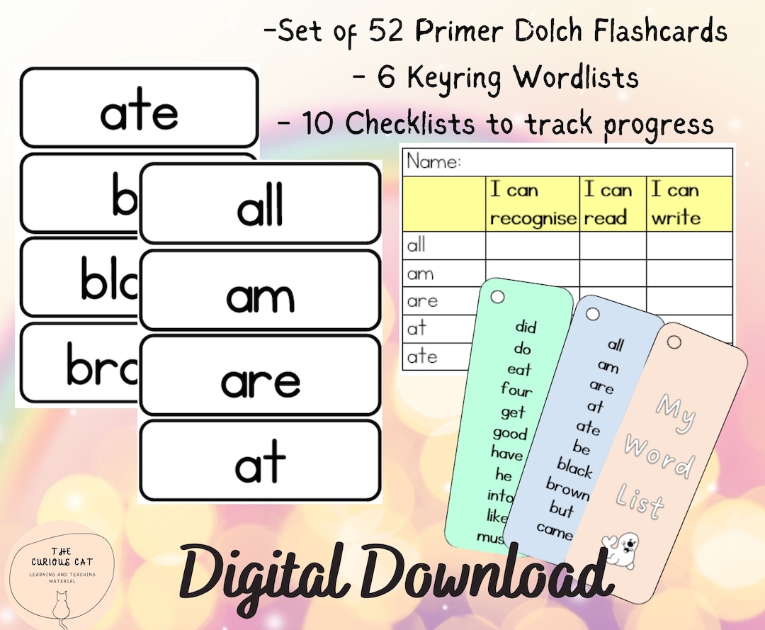 Kindergarten Sightwords, High Frequency Words Flashcards, Checklists ...