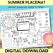 Summer Activity Printable Placemat, Summer Party Coloring Page for Kids ...