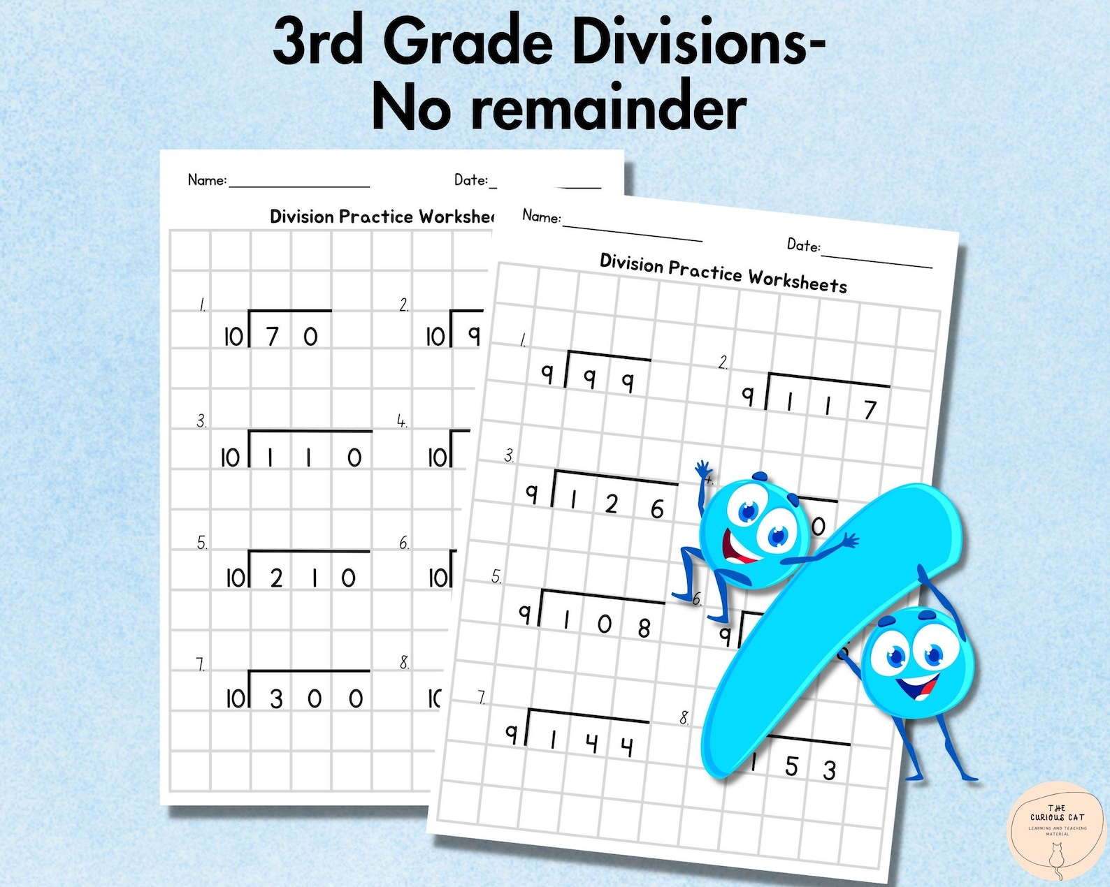 Division Worksheets Without Remainder; Division Printouts for 3rd Grade ...