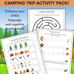 Kindergarten Printable Camping Activity Book, Coloring Pages & Games ...