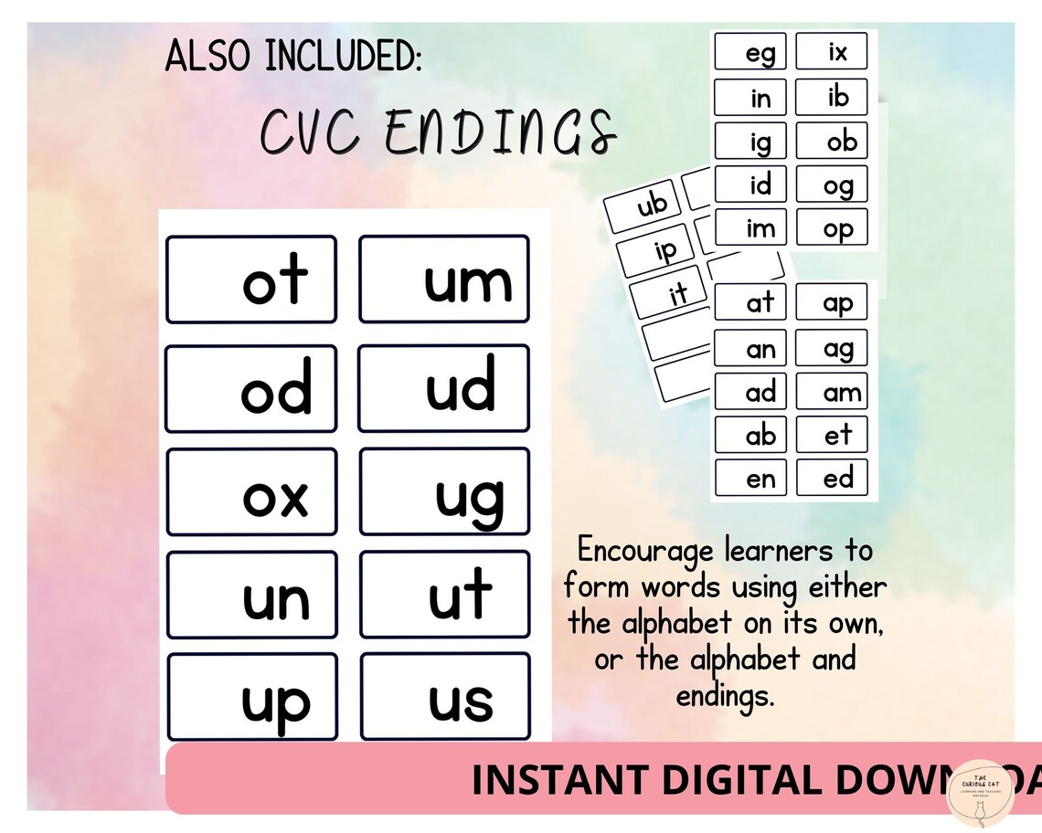 CVC Phonics Flashcards Cvc Word Kindergarten Phonics Phonemic Awareness ...