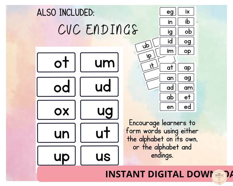 CVC Phonics Flashcards Cvc Word Kindergarten Phonics Phonemic Awareness ...