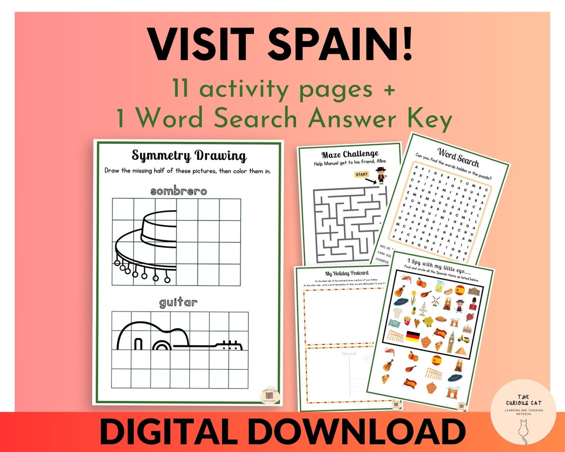 Spain Worksheets, Pre-school Worksheets, A Fun and Educational Travel ...