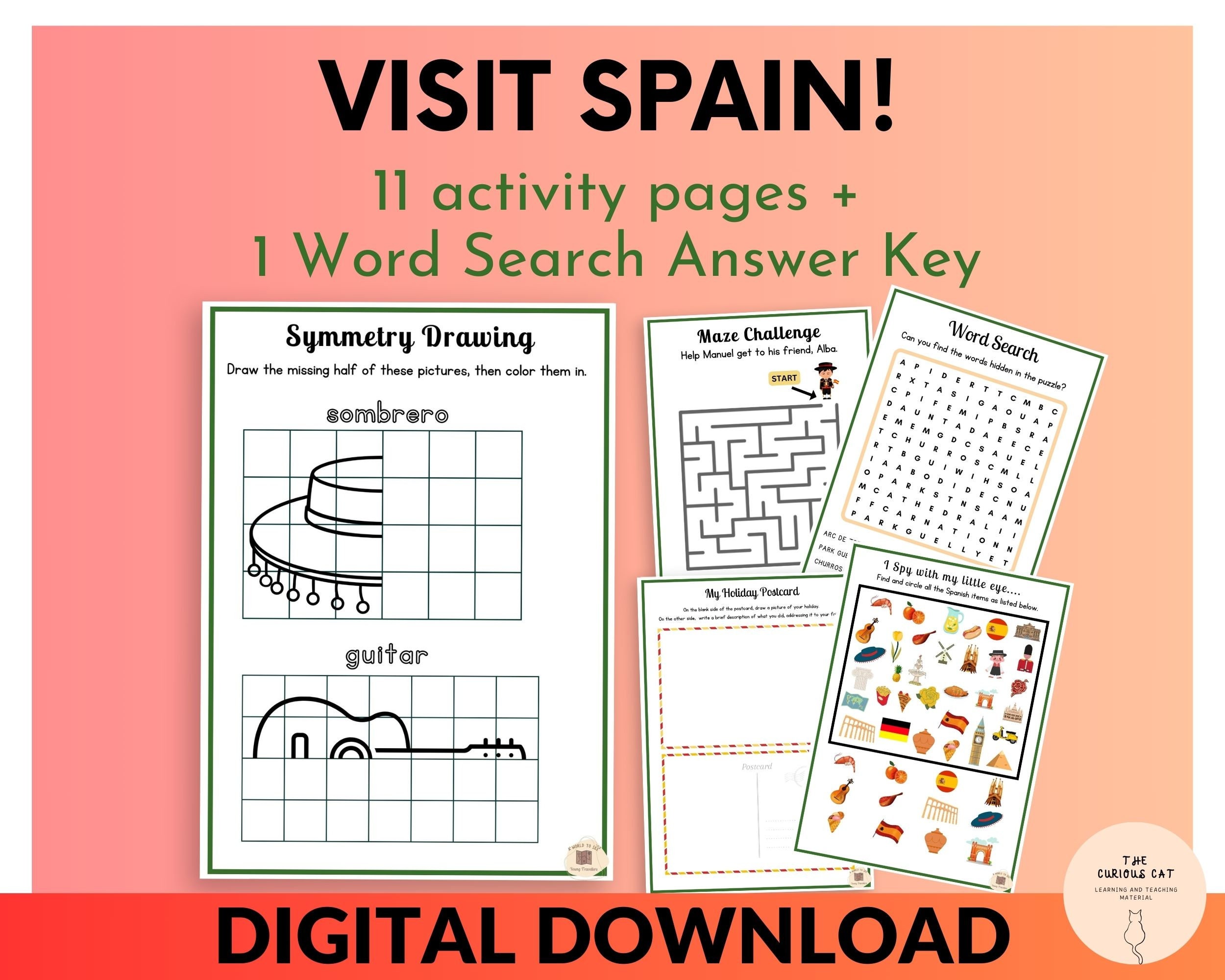 Spain Worksheets, Pre-school Worksheets, A Fun and Educational Travel ...