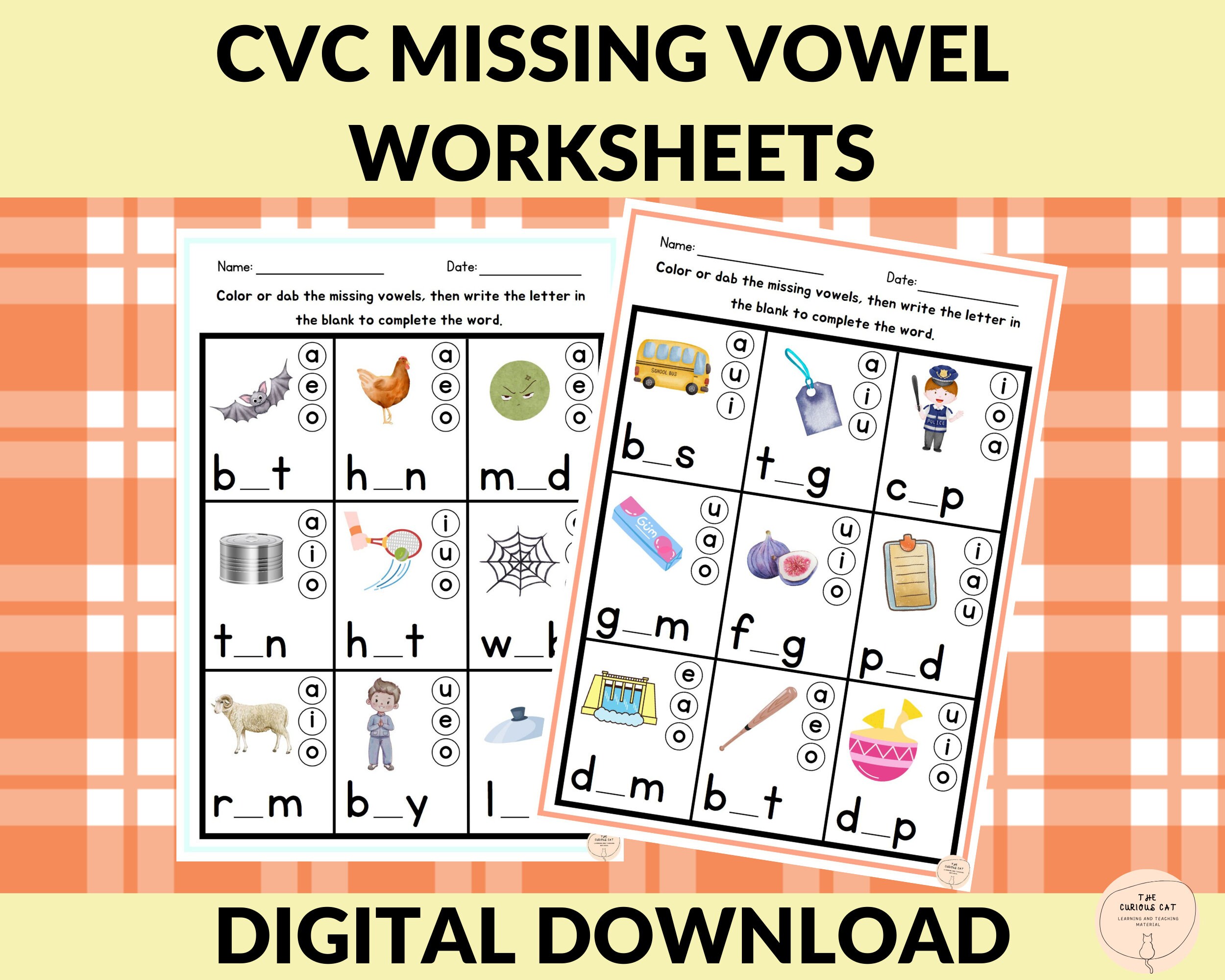 Phonics Worksheets, Middle Sound Practice, Kindergarten Reading ...