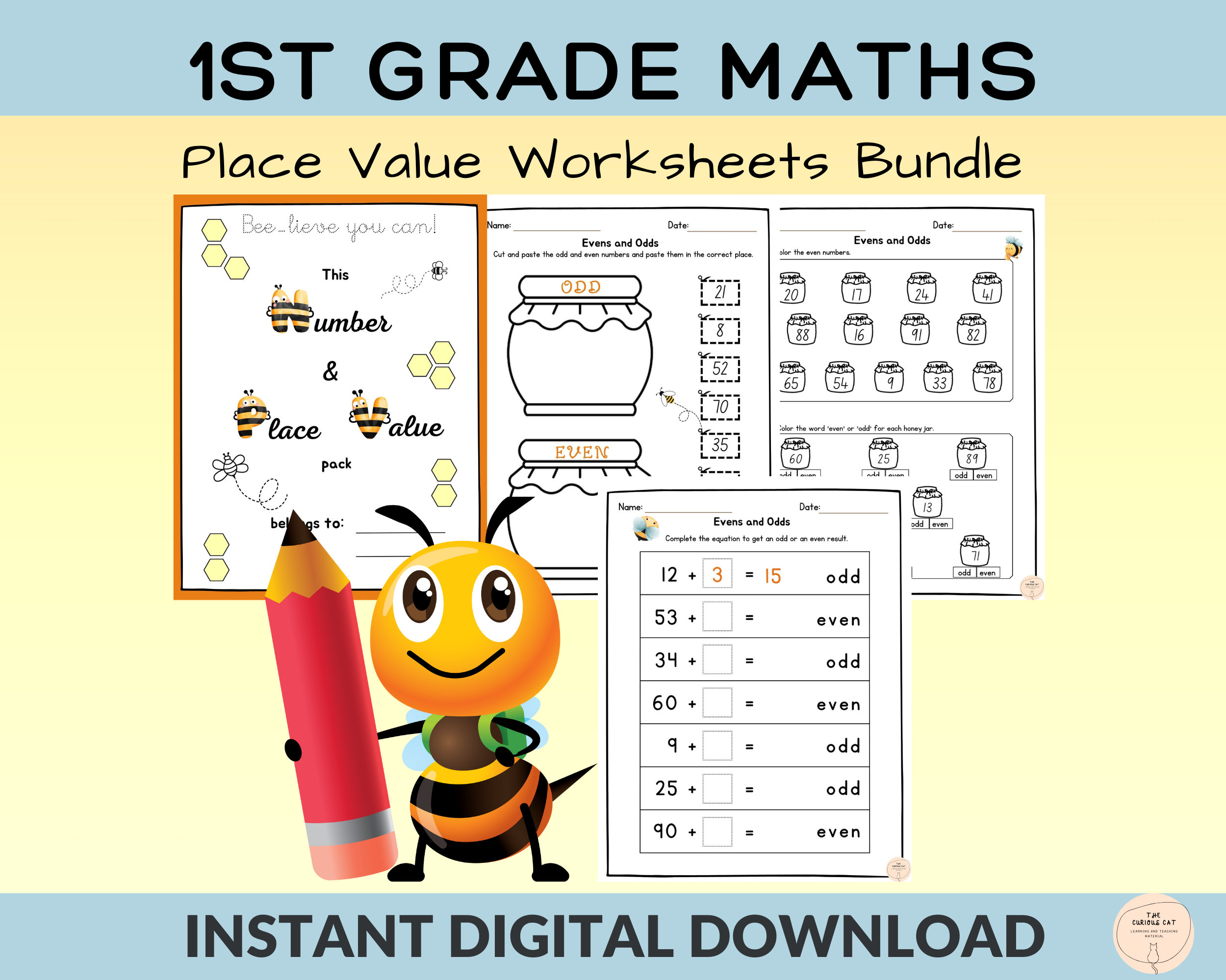 1st Grade Maths Worksheets Place Value Worksheets For Year 1 Bundle Place Value Printouts Etsy