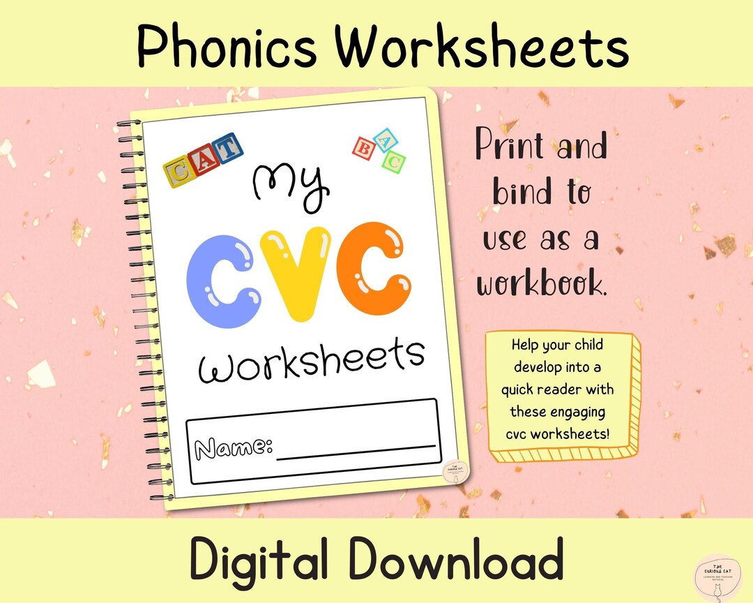 CVC Words Worksheets Phonics Printables for Kindergarten CVC Word ...