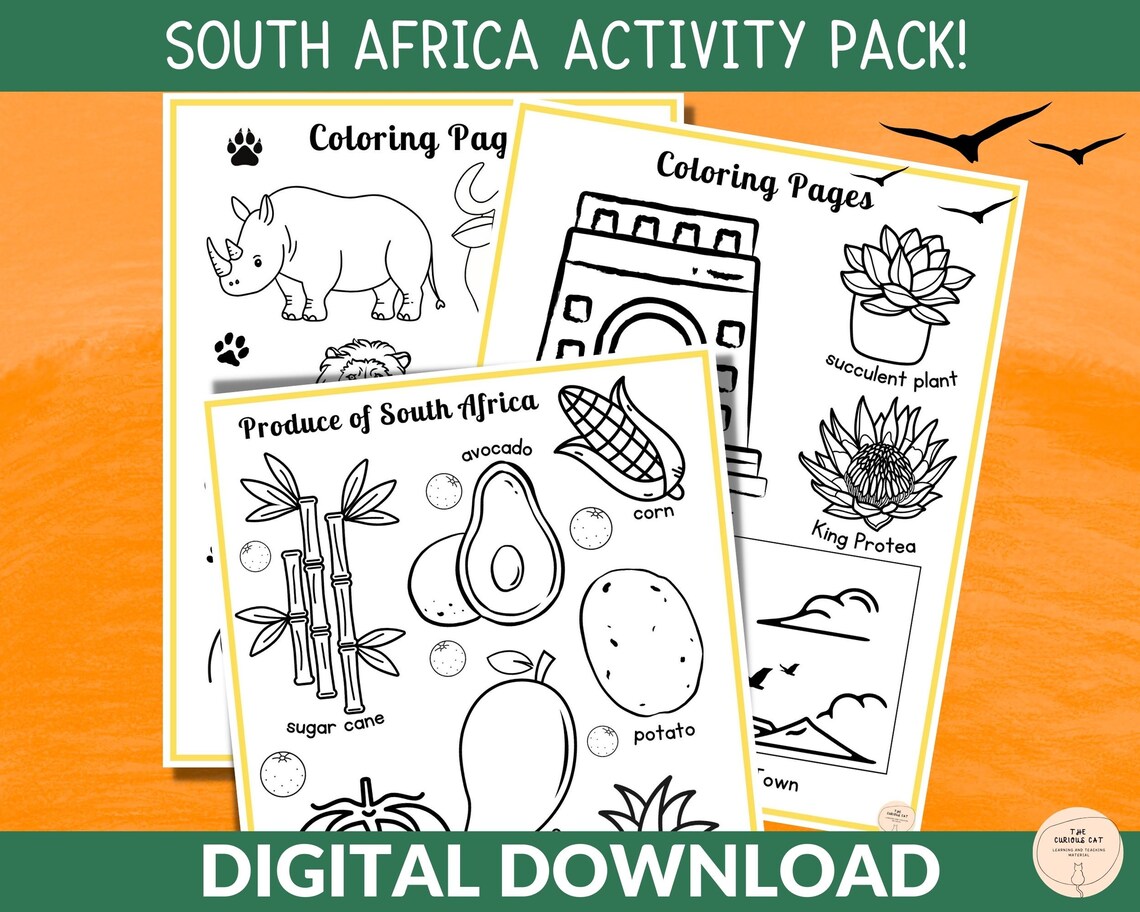 Printable South Africa Kids Activity Pack Travel Worksheets Activities ...