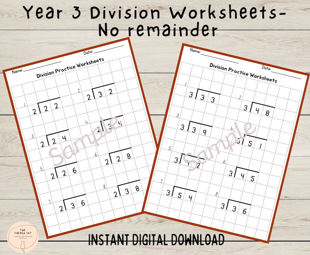 Division Worksheets Without Remainder Division Printouts for 3rd Grade ...