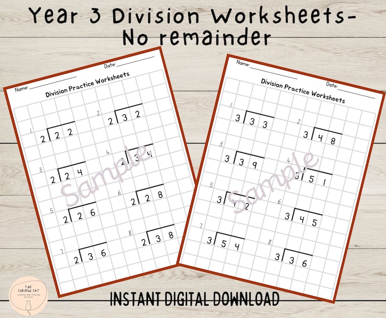 Division Worksheets Without Remainder Division Printouts for 3rd Grade ...