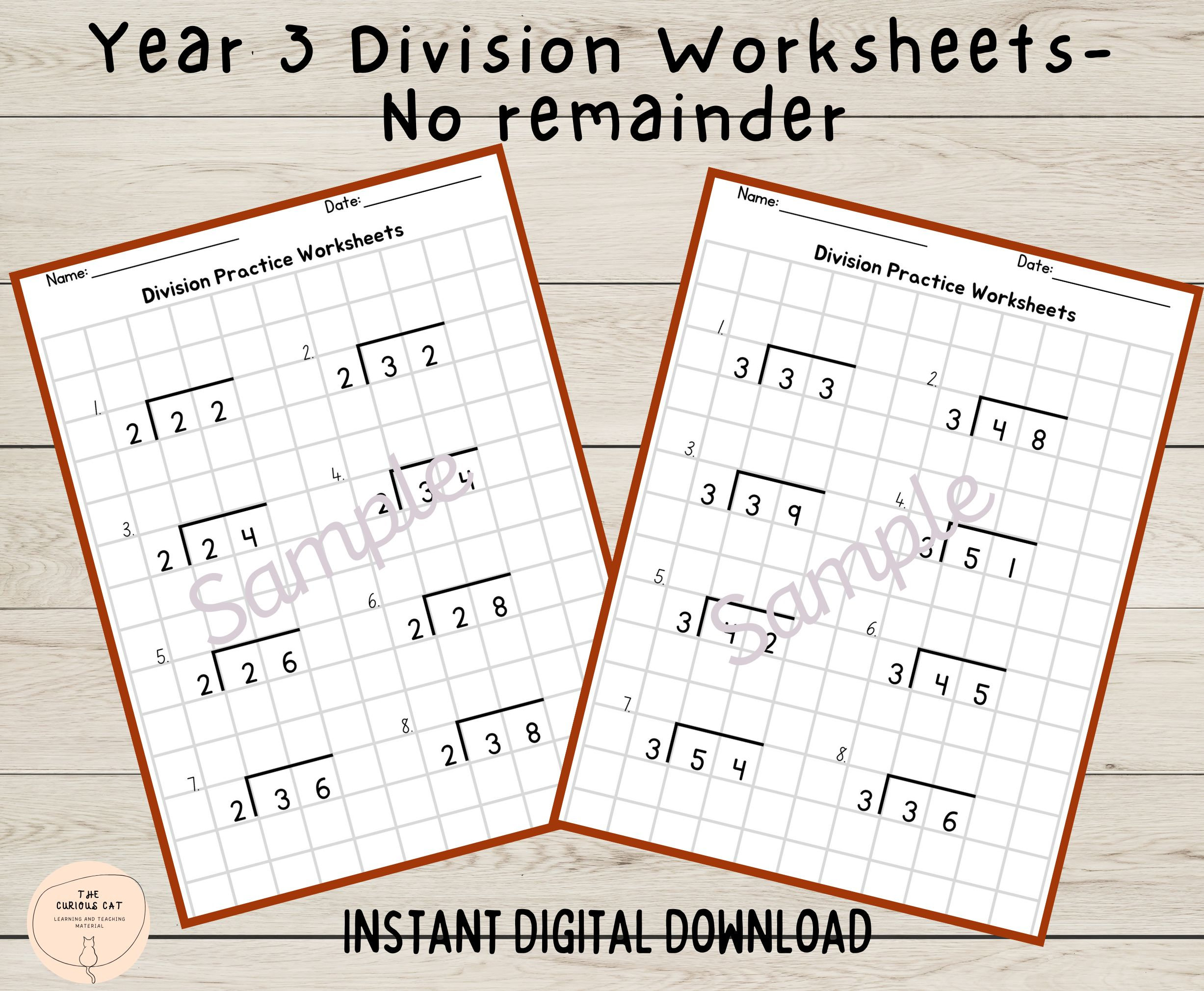 Division Worksheets Without Remainder Division Printouts for 3rd Grade ...