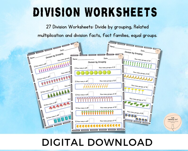 Maths Printables, Division Practice Worksheets, Maths for 2nd and 3rd ...
