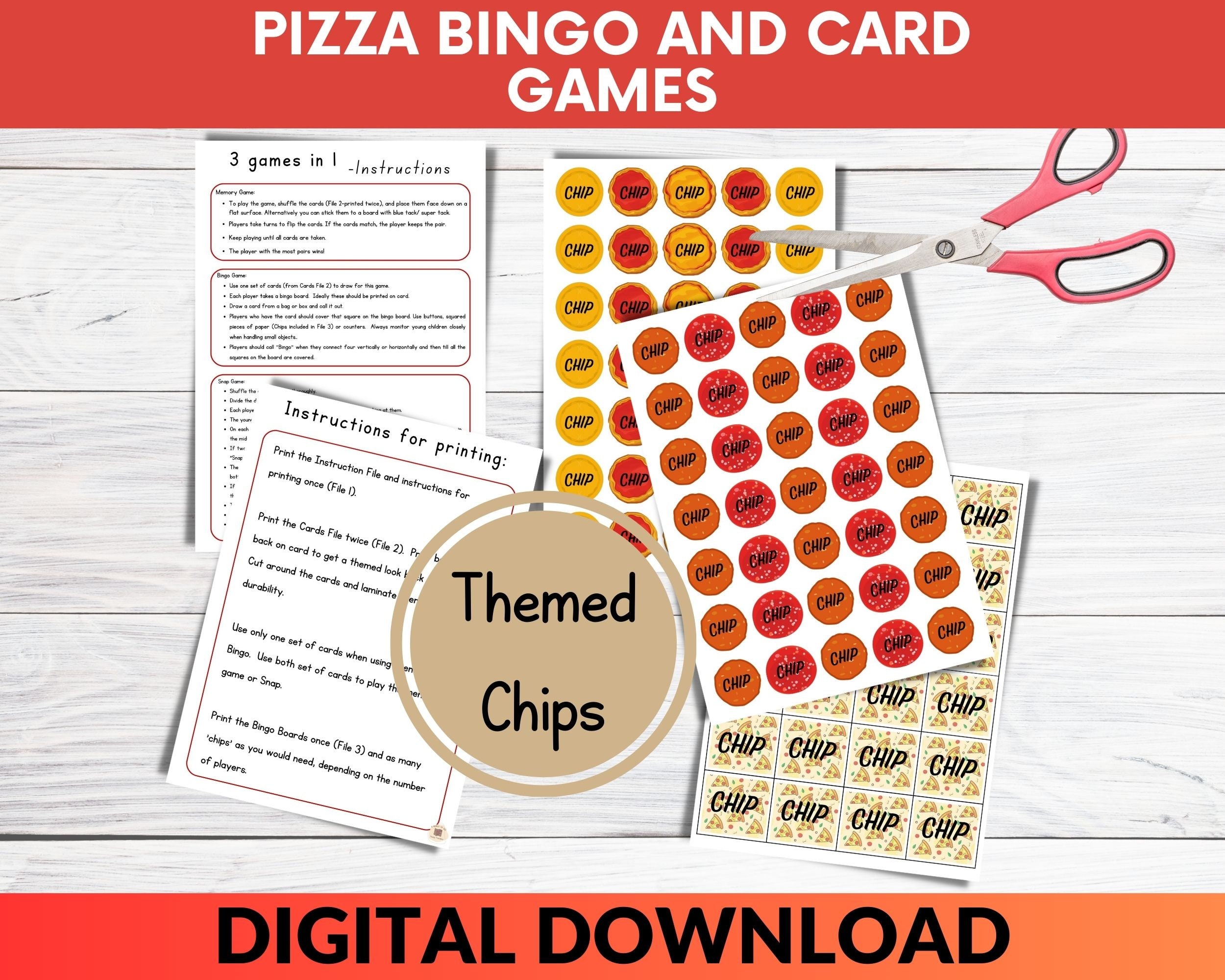 Printable Pizza Games, Pizza Bingo, Snap and Memory Game, Printable ...