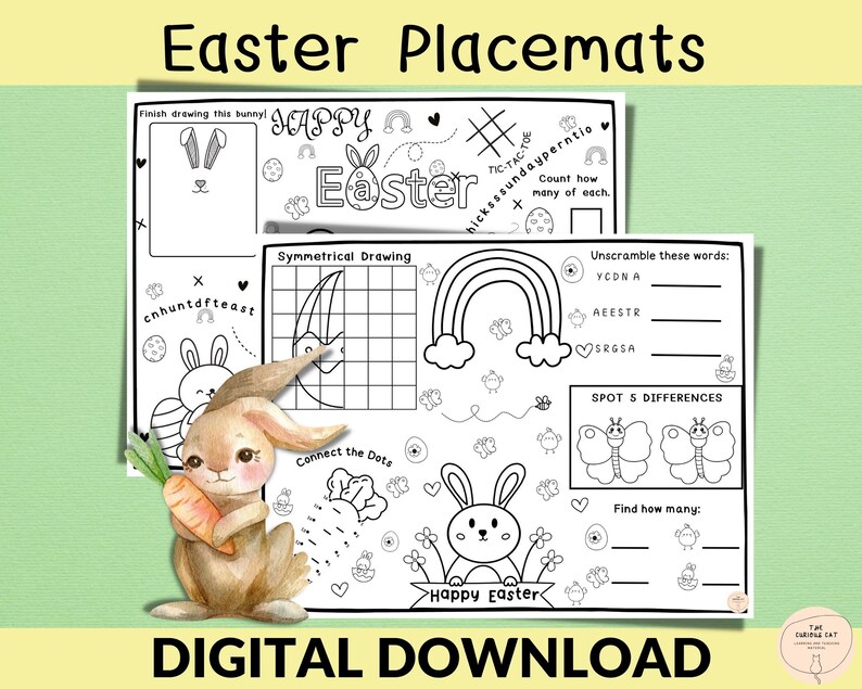 Easter Activity Placemats Easter Dinner Placemats for Kids Christian ...