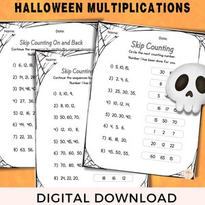 60 Maths Multiplication Practice Worksheets, Halloween Printables ...