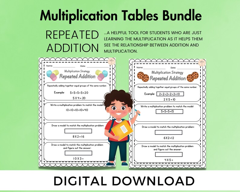 3rd Grade Maths Worksheets, Multiplication Printables, Digital Download ...