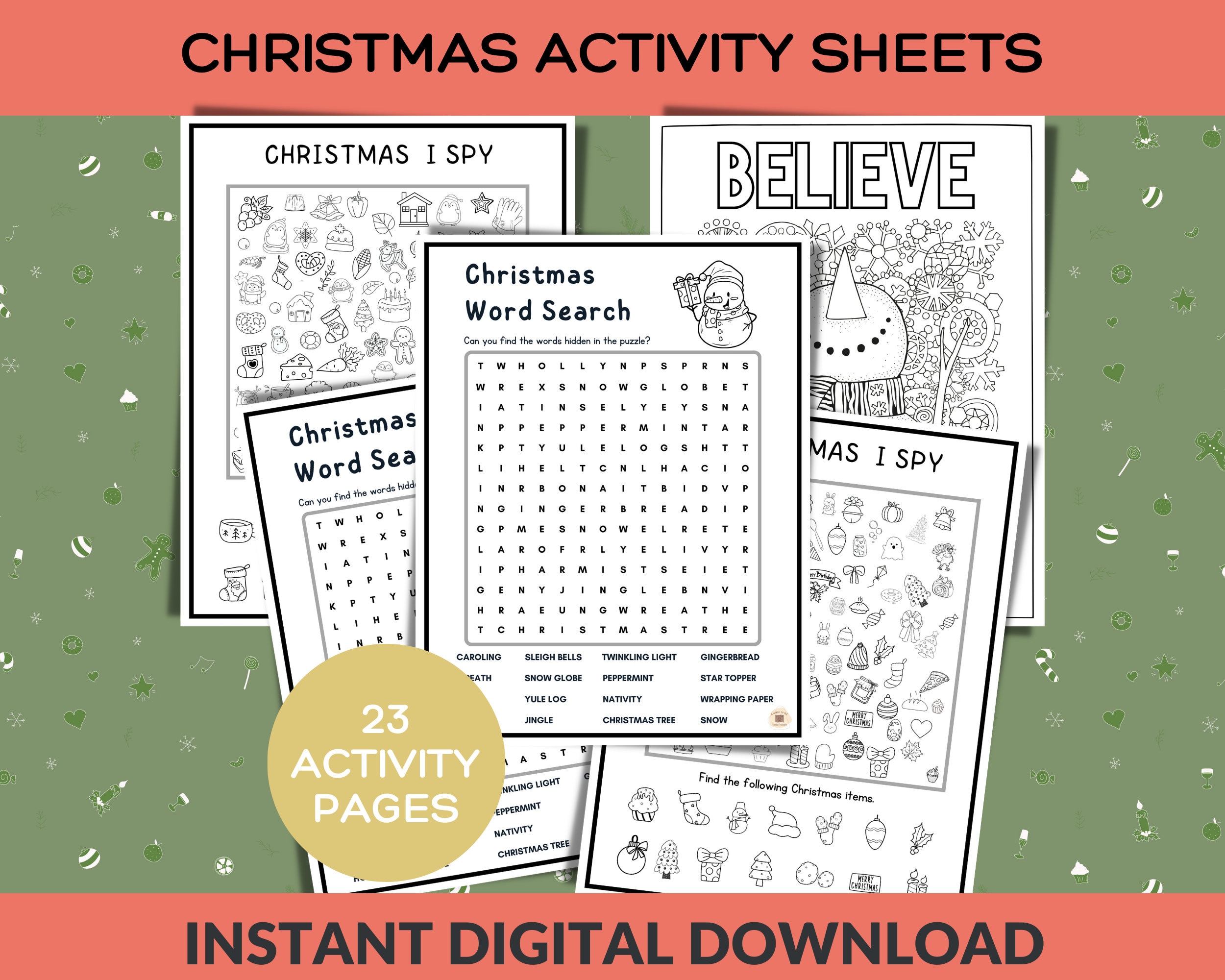Christmas Printable Activity Book for Children, Kids Coloring Pages & Games, Sleepover ...