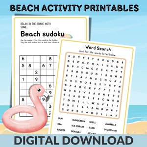 Beach Activity Sheets, Vocabulary & Games, Beach Wordsearch, Sudoku for ...