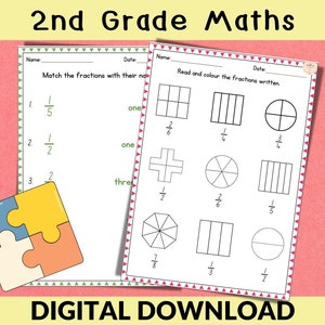 Maths Printables, Maths Worksheets, Fractions Worksheets for 2nd, 3rd ...