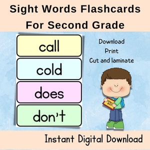 Sight Words Printable Flashcards, 2nd Grade Reading Skills, High ...