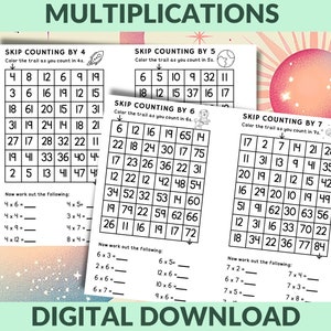 Maths Multiplication Practice Worksheets, Skip Counting Coloring ...