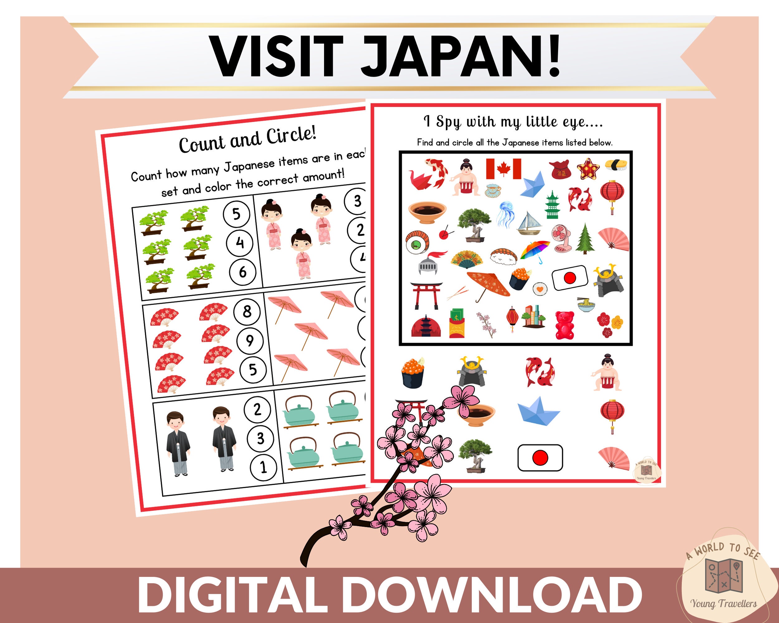 Japan Worksheets, Learning & Travel Printable for Children; Kids ...