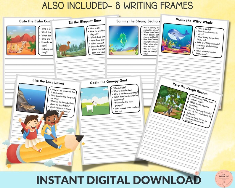 2nd-3rd Grade Reading Comprehensions Bundle | Writing Frames Printables ...