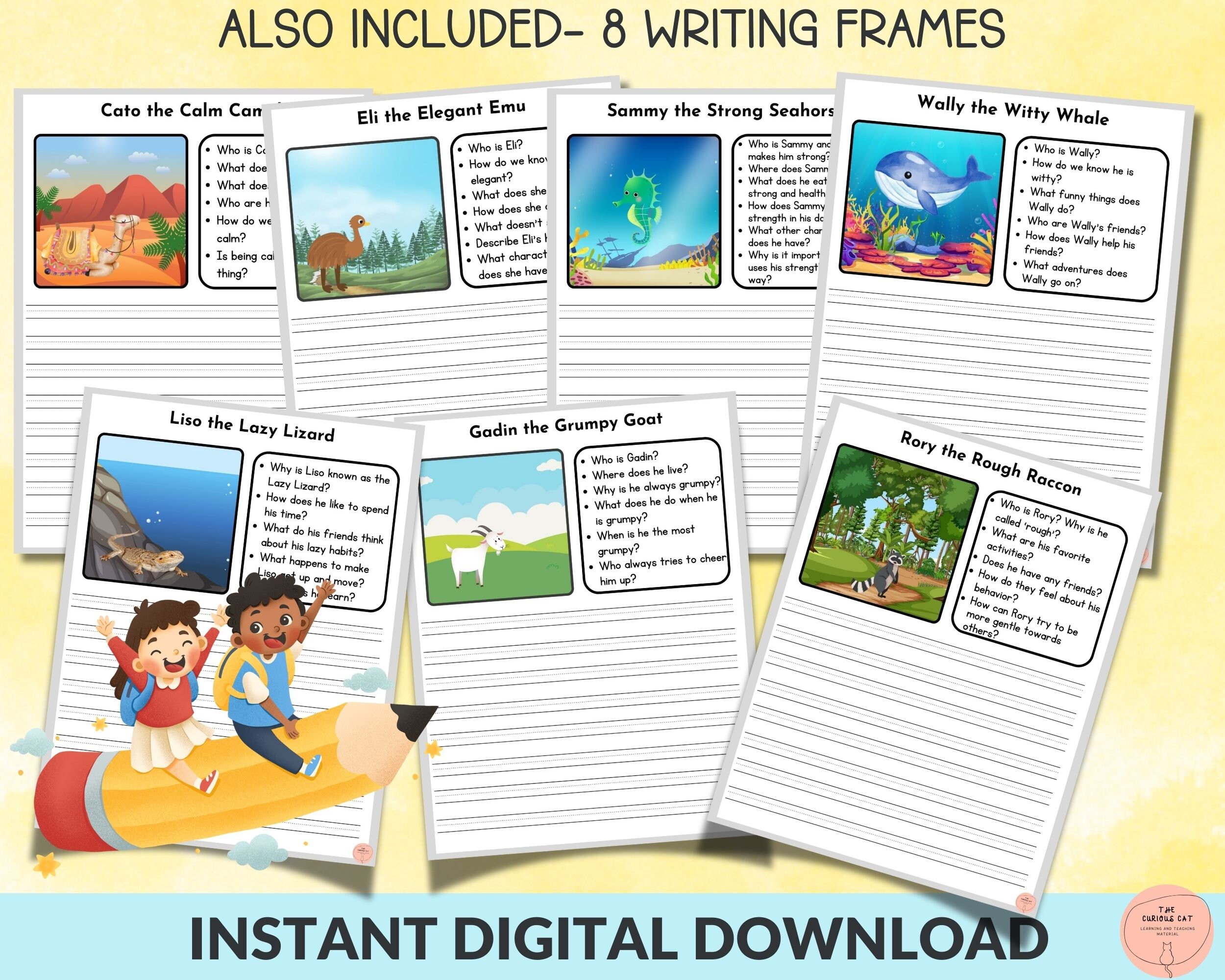 2nd-3rd Grade Reading Comprehensions Bundle | Writing Frames Printables ...