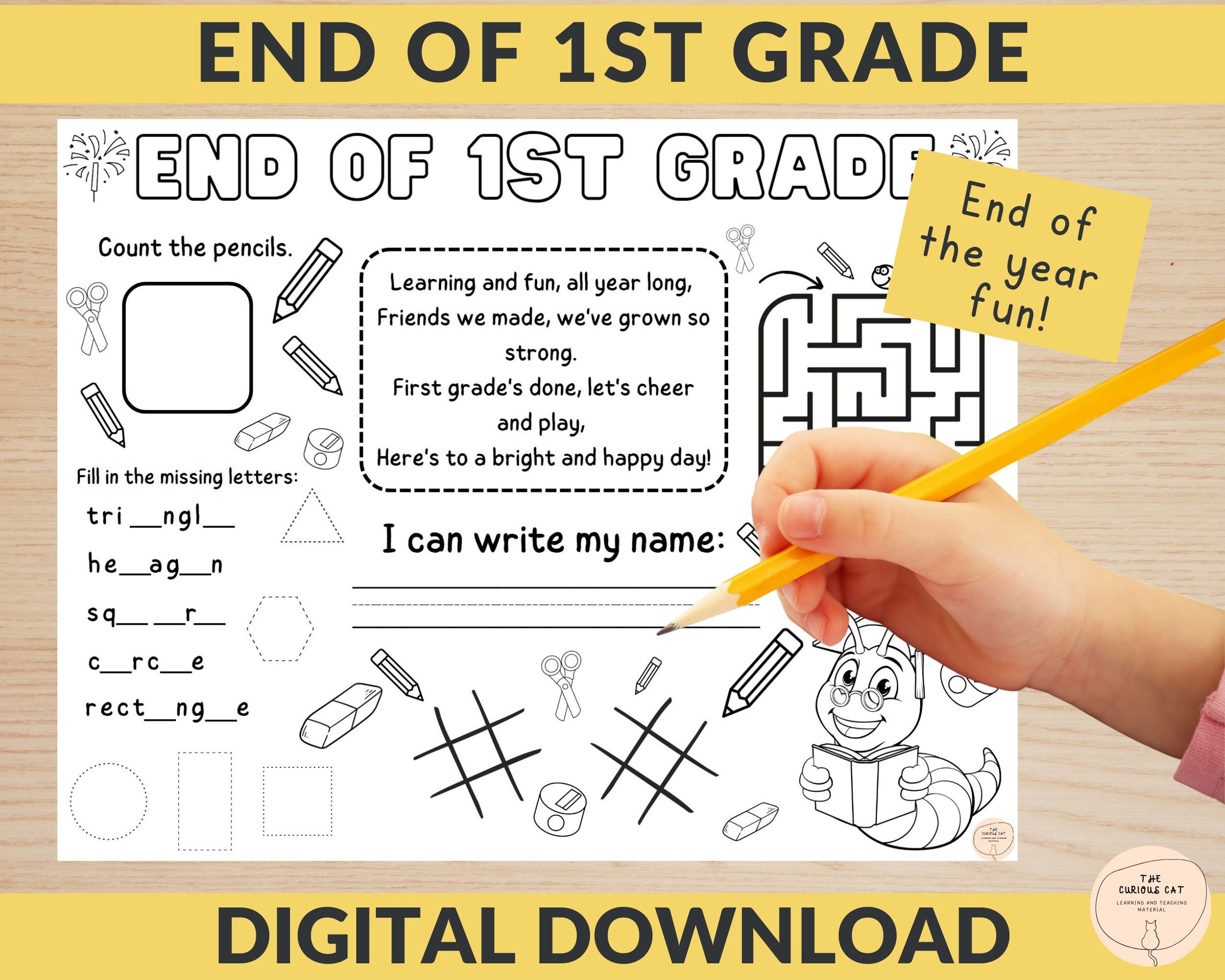 Graduation 1st Grade Worksheet, End of School Year Activity Printable ...