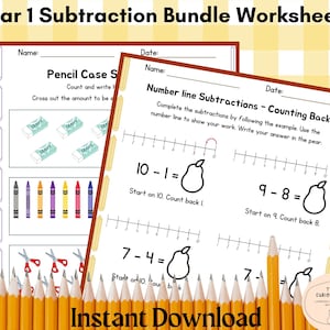 Bundle Subtraction Printables for Year 1/ Subtraction Practice/ Year 1 ...
