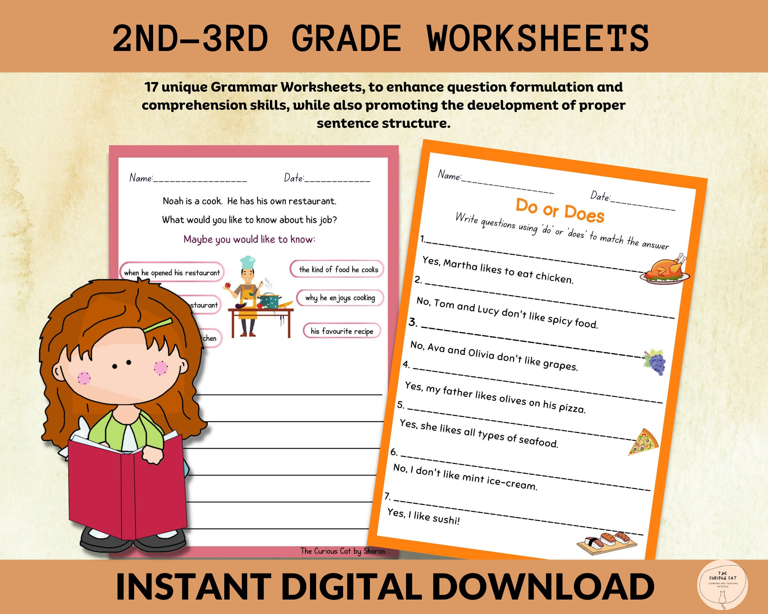 Reading & Writing Worksheets for 2nd - 3rd Grade | Sentence Building ...