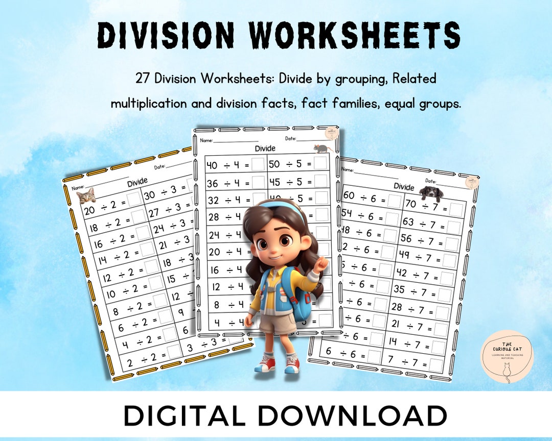 Maths Printables, Division Practice Worksheets, Maths for 2nd and 3rd ...