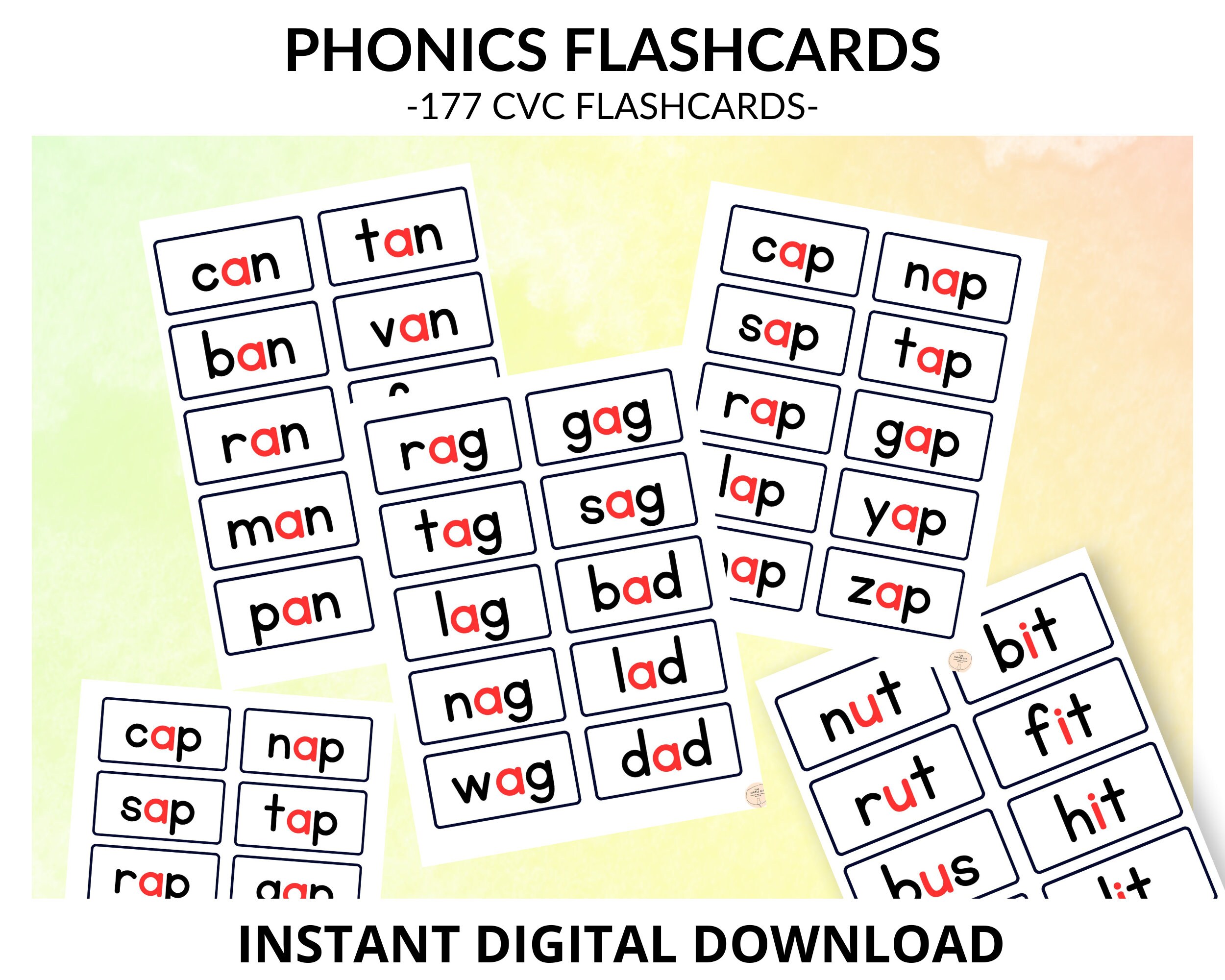 Phonics, CVC Word Flashcards, Consonant Vowel Consonant, Spelling ...