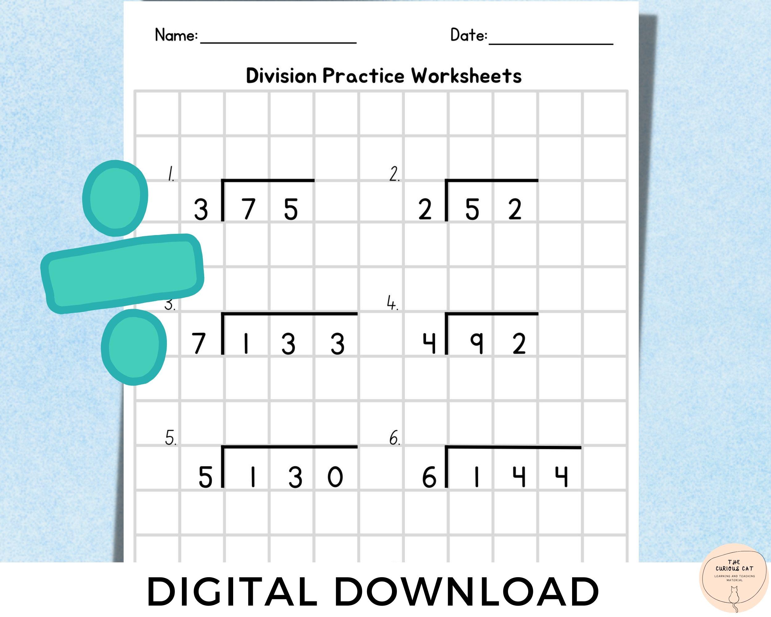 Division Worksheets Without Remainder; Division Printouts for 3rd Grade ...