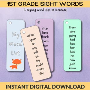 1st Grade Literacy Printable, Sight Words Reading and Spelling ...
