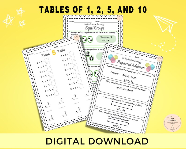 Multiplication Worksheets, Maths Printouts for 2nd Grade, Times Tables ...