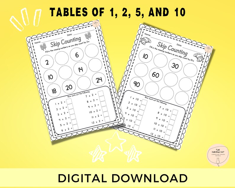 Multiplication Worksheets, Maths Printouts for 2nd Grade, Times Tables ...