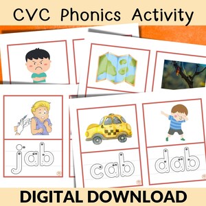 Phonics Flashcards for Kindergarten | CVC Word Builder | Trace the Word ...