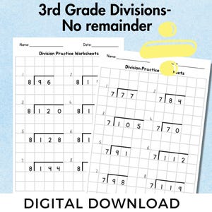 Division Worksheets Without Remainder; Division Printouts for 3rd Grade ...
