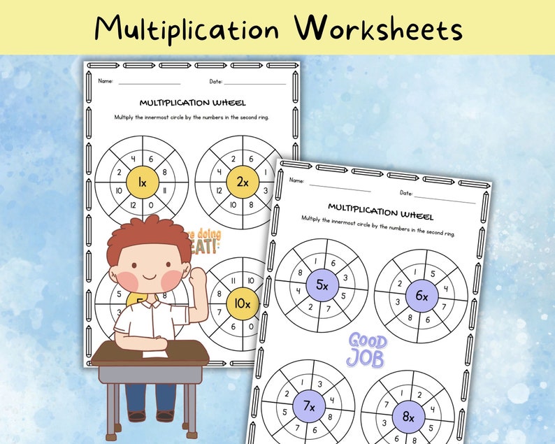Multiplication Practice, Multiplication Wheels, Numbers 1 to 12, Maths ...