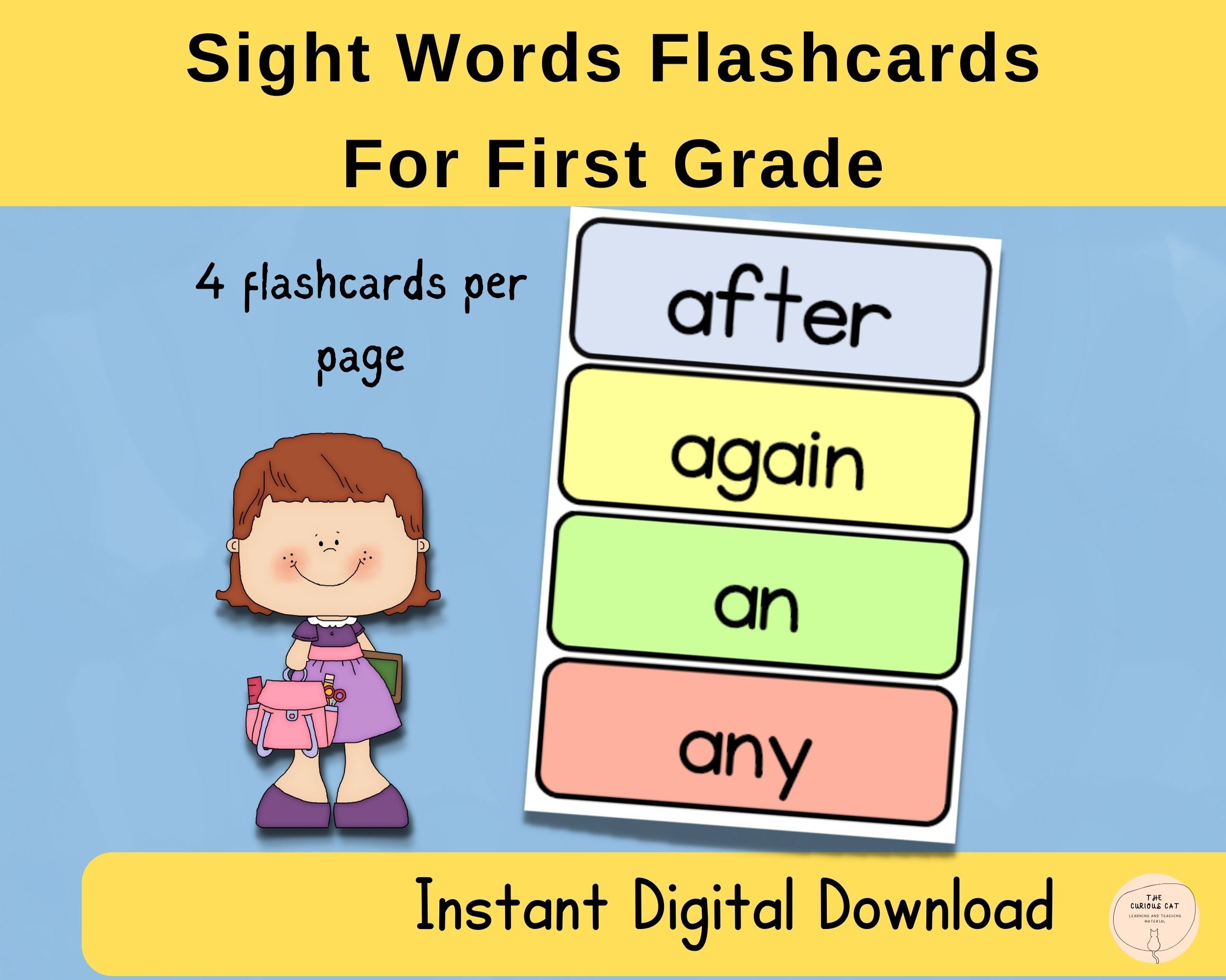 1st Grade Sight Words, High Frequency Flashcards for First Grade ...