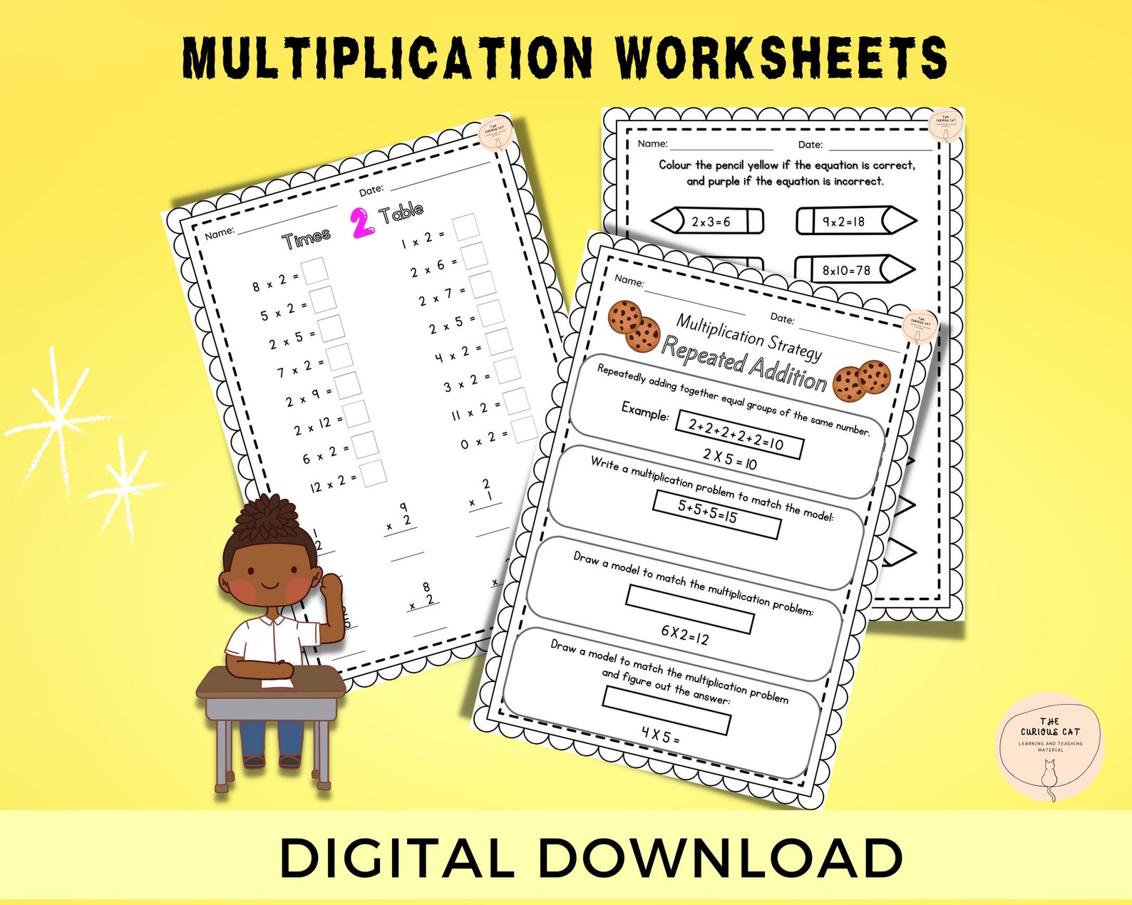 Multiplication Worksheets, Maths Printouts for 2nd Grade, Times Tables ...