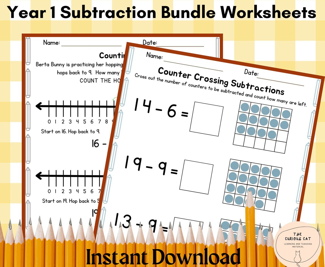 Bundle Subtraction Printables for Year 1/ Subtraction Practice/ Year 1 ...