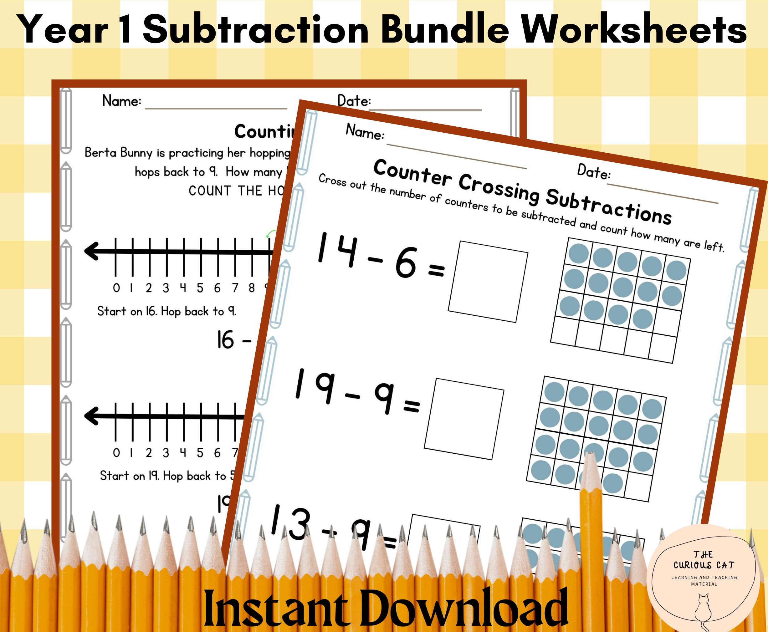 Bundle Subtraction Printables for Year 1/ Subtraction Practice/ Year 1 ...