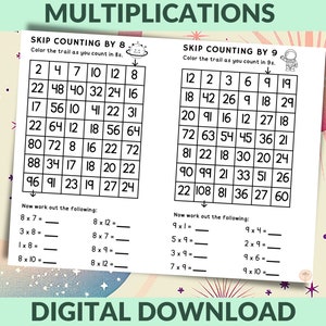 Maths Multiplication Practice Worksheets, Skip Counting Coloring ...