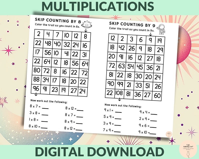 Maths Multiplication Practice Worksheets, Skip Counting Coloring ...