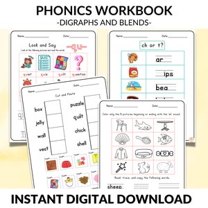 Phonics Worksheets for 2nd Grade, Spelling, Digraphs and Blends ...