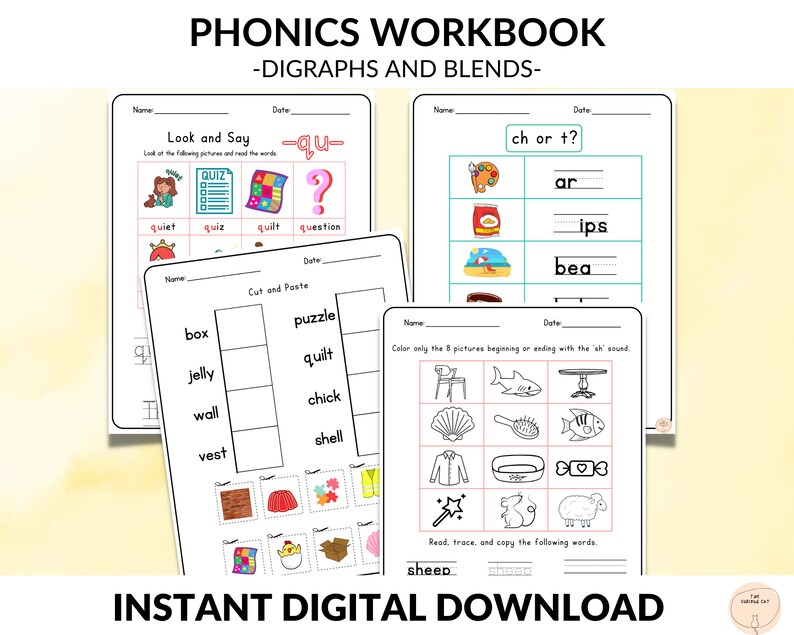 Phonics Worksheets for 2nd Grade, Spelling, Digraphs and Blends ...