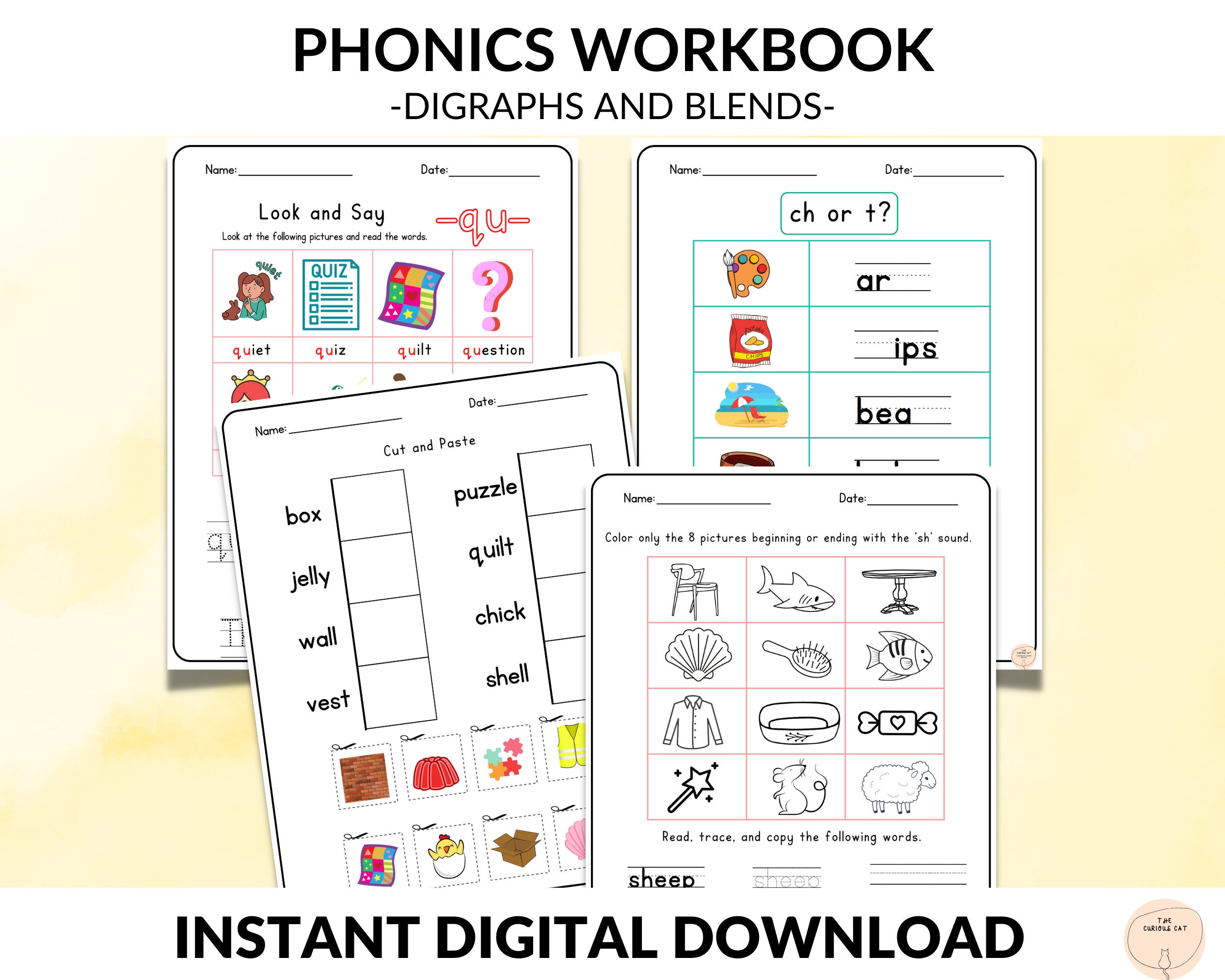 Phonics Worksheets for 2nd Grade, Spelling, Digraphs and Blends ...
