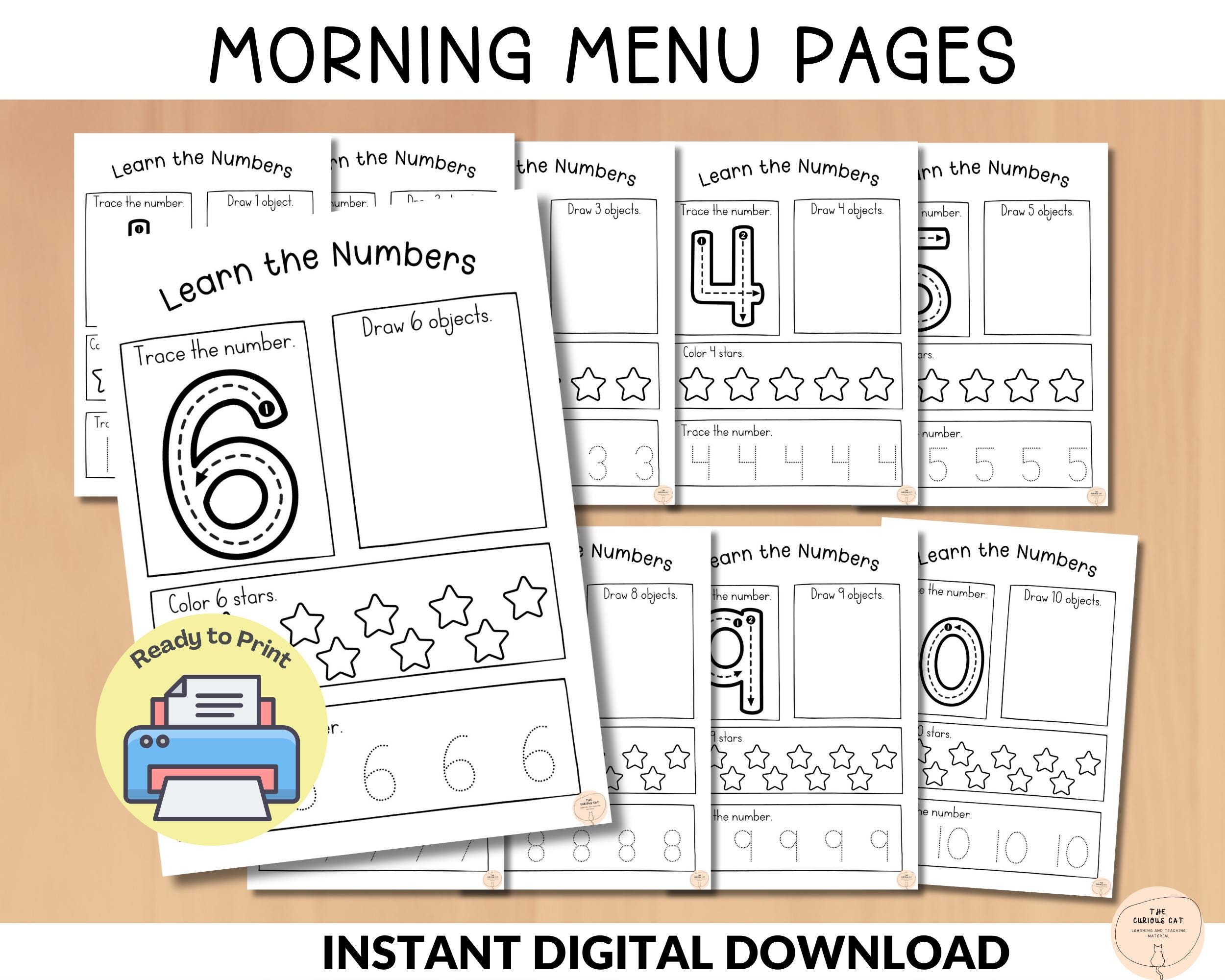 100 Pages Morning Menu Printable for Toddlers and Pre-schoolers ...